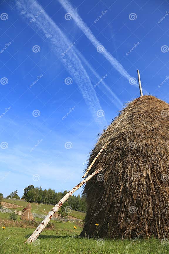 Hayrick and Modern Transport Stock Image - Image of countryside, nature ...