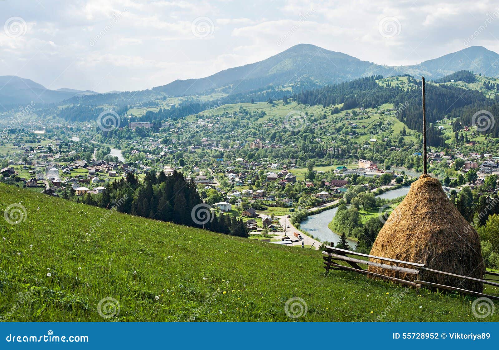 Haystack on a Background Mountains Stock Photo - Image of mountain ...