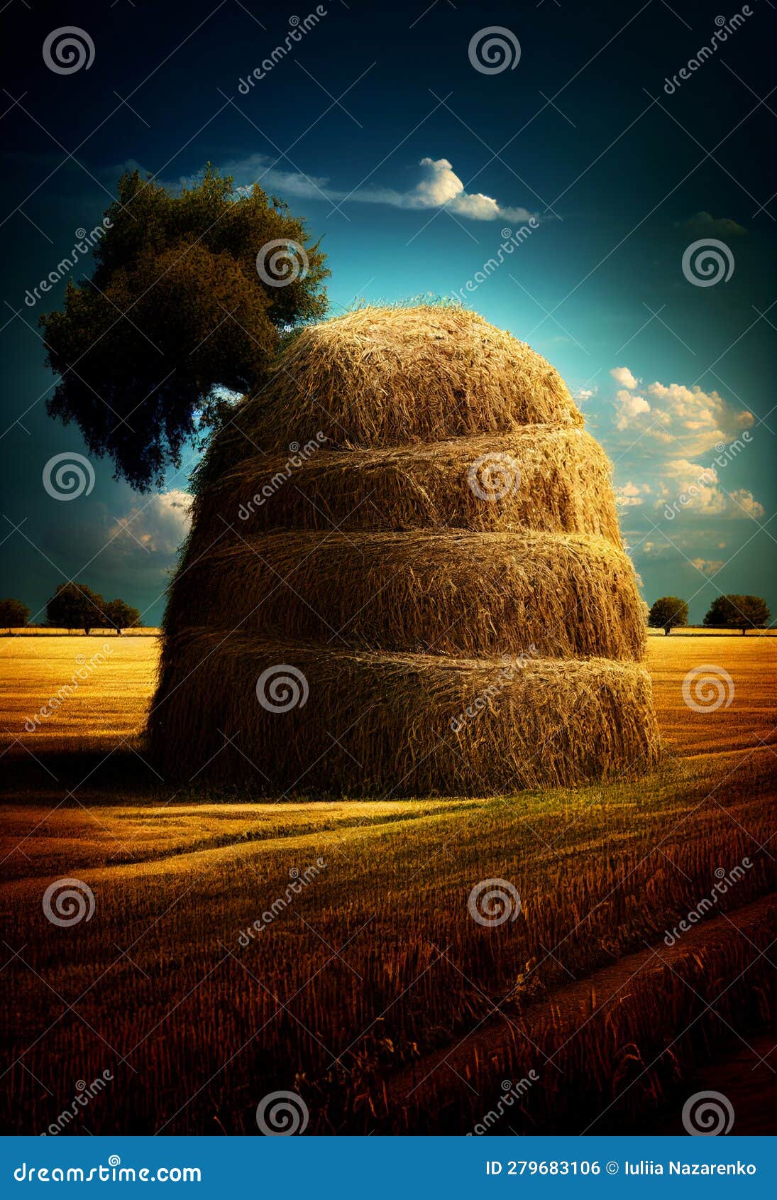 Haystack in the Field. AI Generated Stock Illustration - Illustration ...