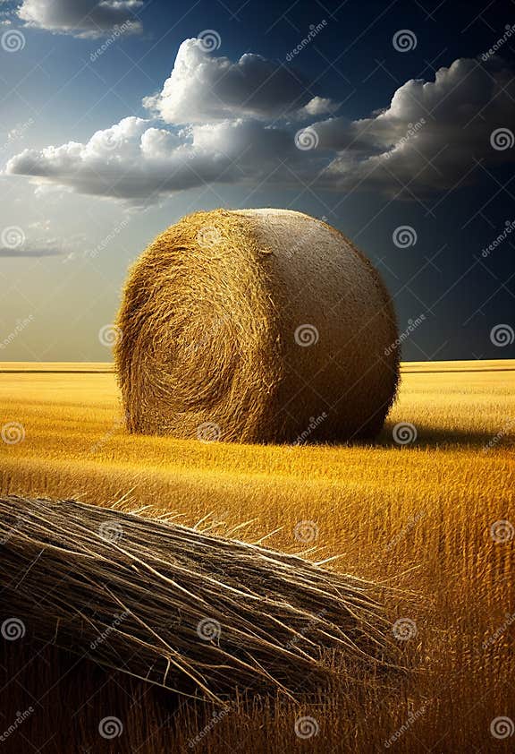Haystack in the Field. AI Generated Stock Illustration - Illustration ...