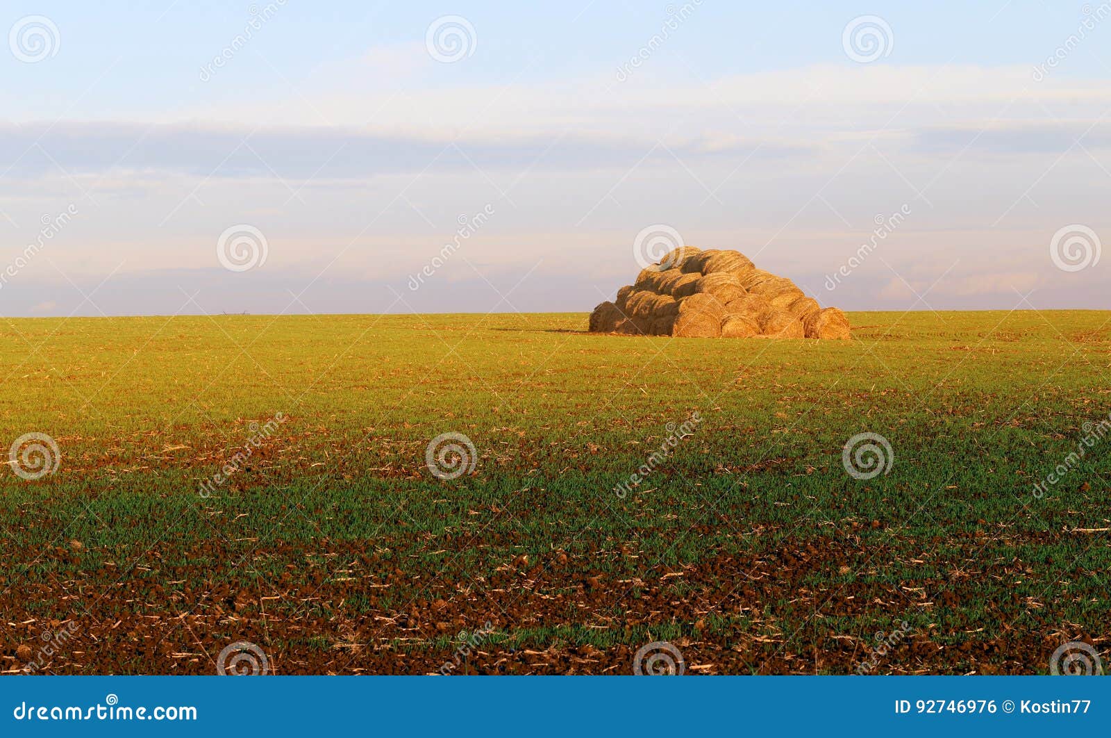 Haystack in a field stock photo. Image of grassland, cloud - 92746976