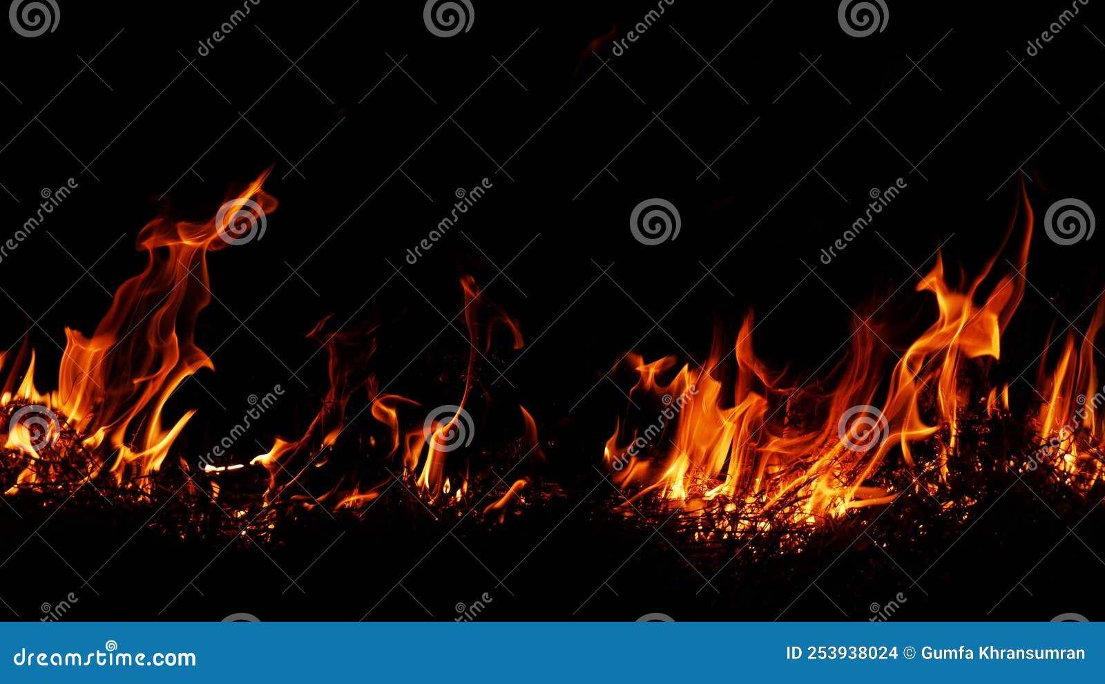 Haystack Fires at Night in Arid Areas the Ash Erupted and the Wind Was ...