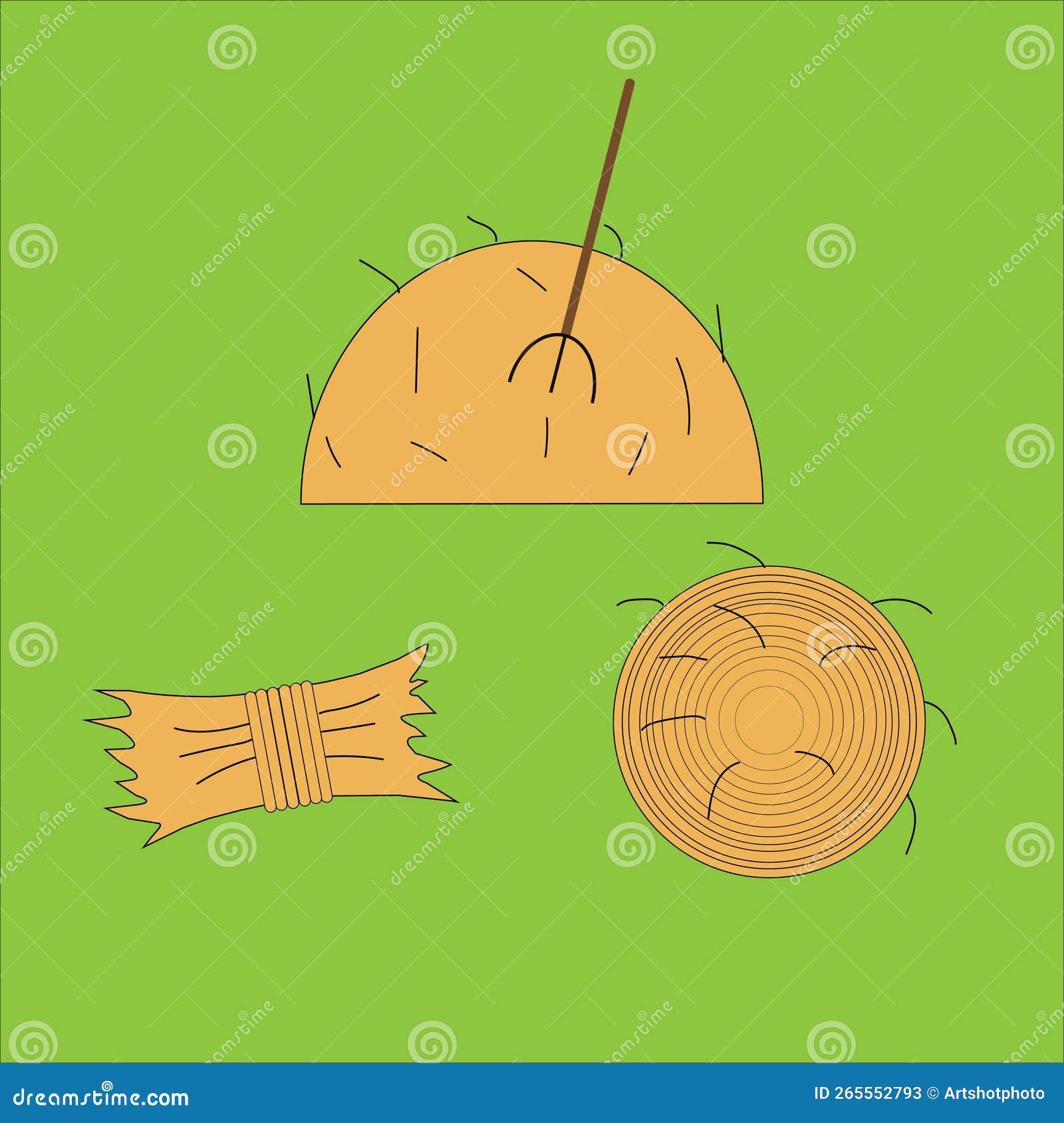 Haystack With Fork Isolated On White Background In Cartoon Style Stock ...