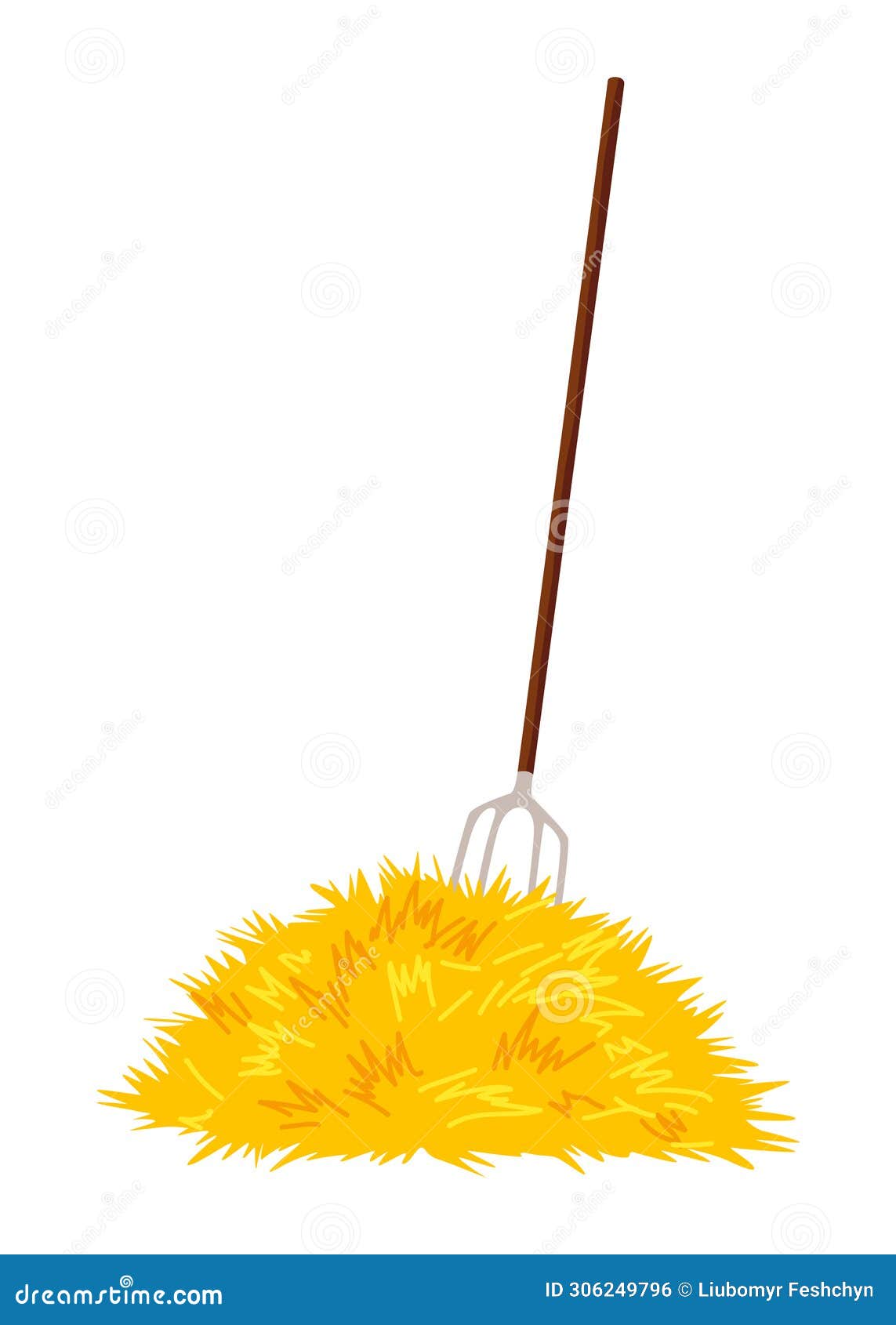Haystack Isolated On White Background. Flat Vector Illustration Dried Haystack With Fork ...