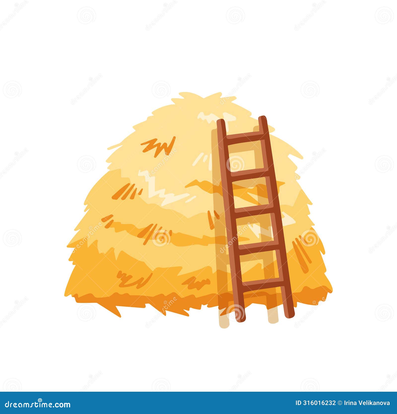 Haystack with Ladder Cartoon Character. Vector Illustration Stock ...