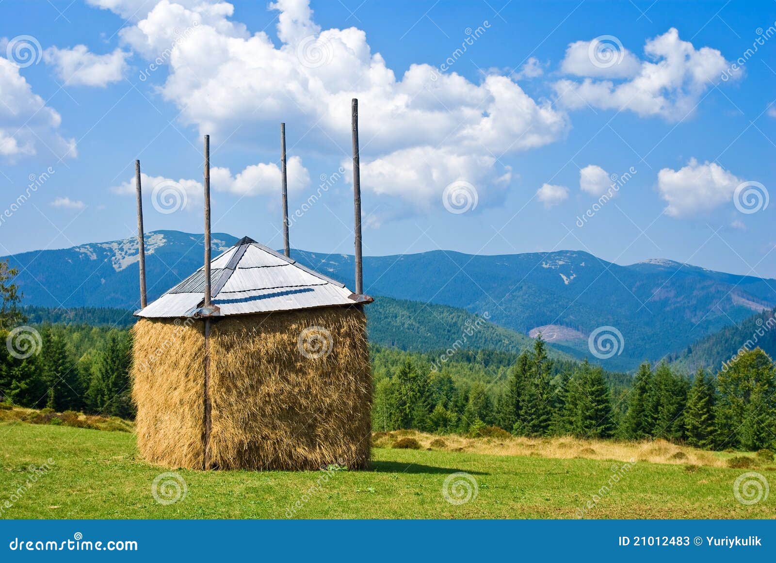 Haystack on a Mountain Pasture Stock Image - Image of meadow, beauty ...