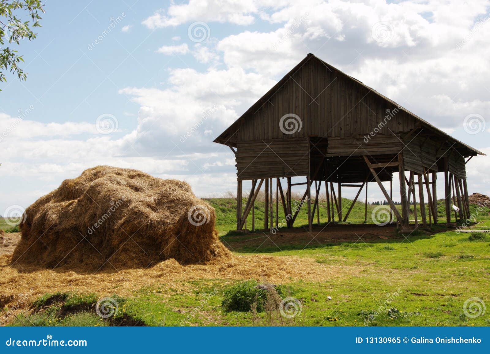 Haystack Near the Farm in Years the Day Stock Image - Image of green ...