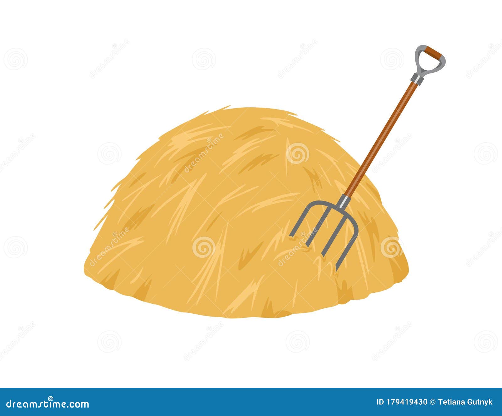Haystack and Pitchfork Isolated on White Background. Vector Stock ...