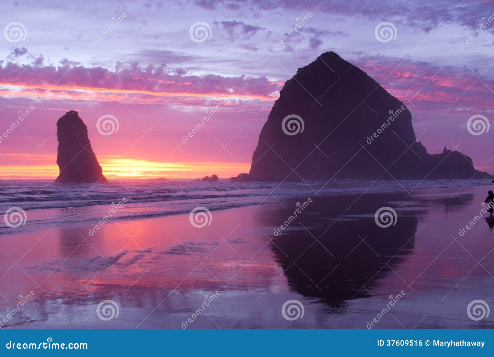 Haystack Rock stock photo. Image of sunset, haystack - 37609516