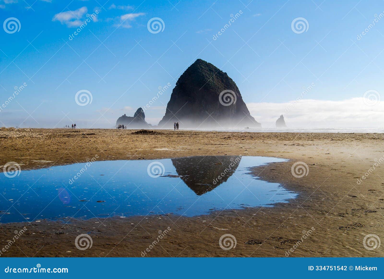 Haystack Rock Cannon Beach Mirror Reflection Ocean Water Stock Photo ...