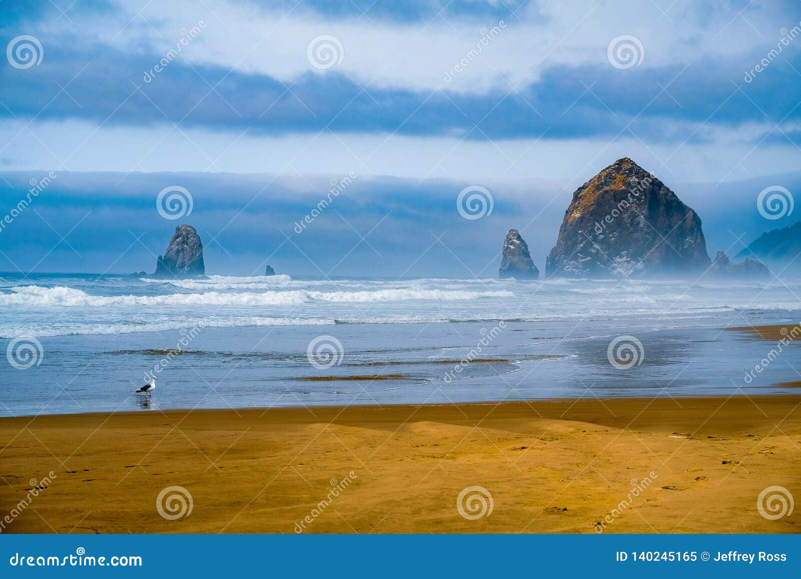 Haystack Rock from Canon Beach Stock Image - Image of nature, seascape ...