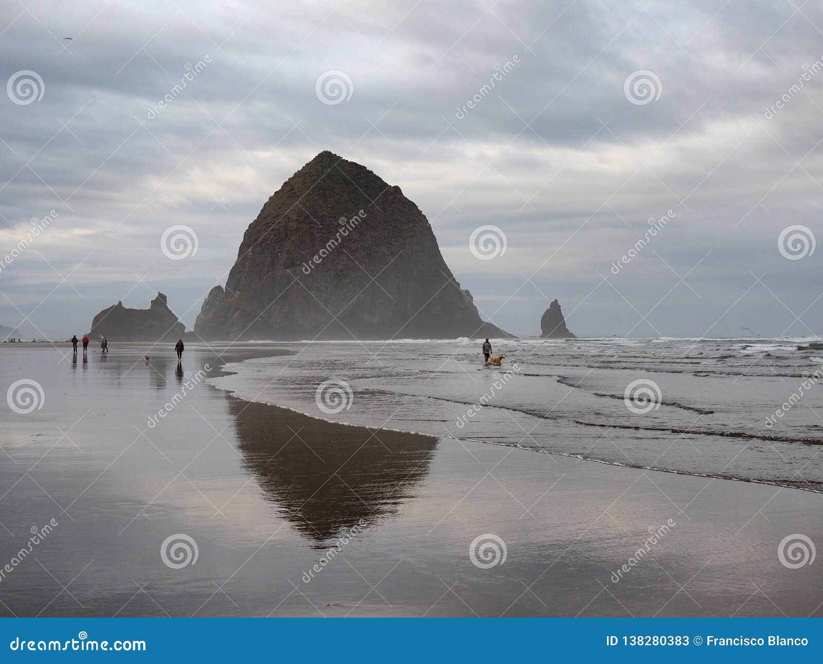 Haystack Rock on Cannon Beach, Oregon. Stock Image - Image of rock ...