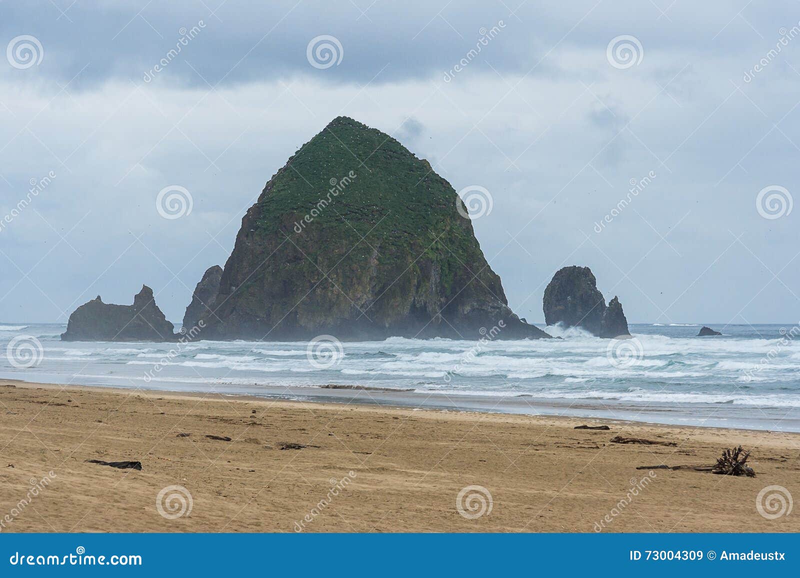 Haystack Rock Near Cannon Beach Oregon USA Stock Image - Image of ...