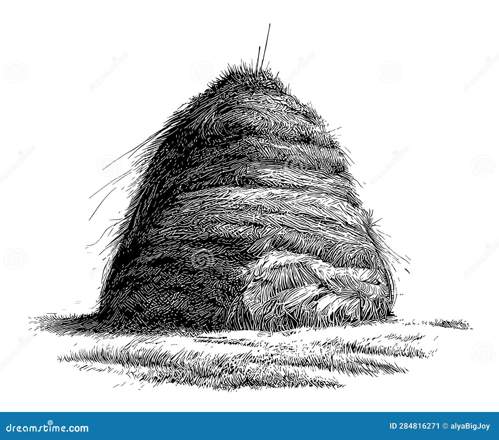 Haystack on Thr Field Hand Drawn Sketch in Graphic Vector Illustration ...