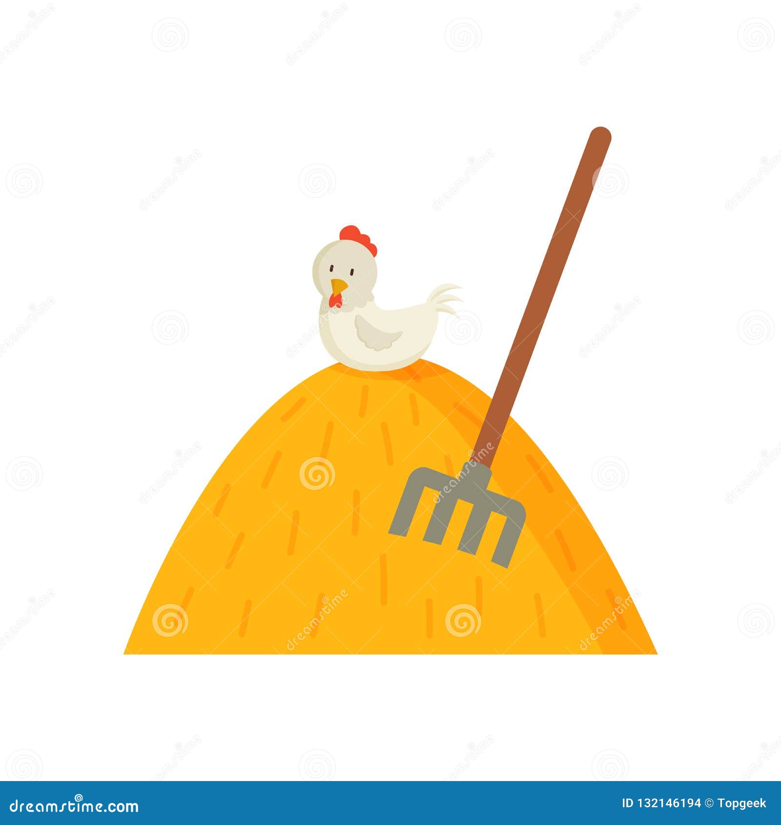 Hayfork With Golden Straw Cartoon Icon. Farm Work Symbol Vector ...