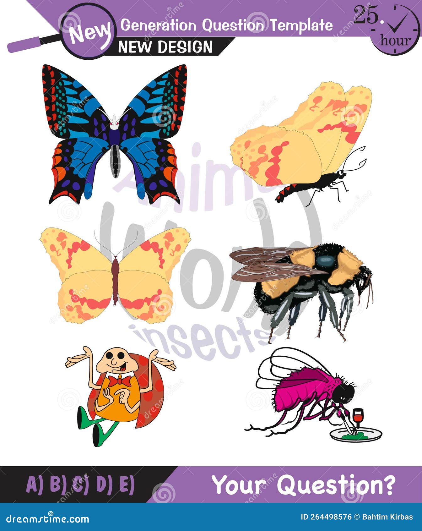 Animal World, Insects, Vector, Eps, New Generation Question Template ...