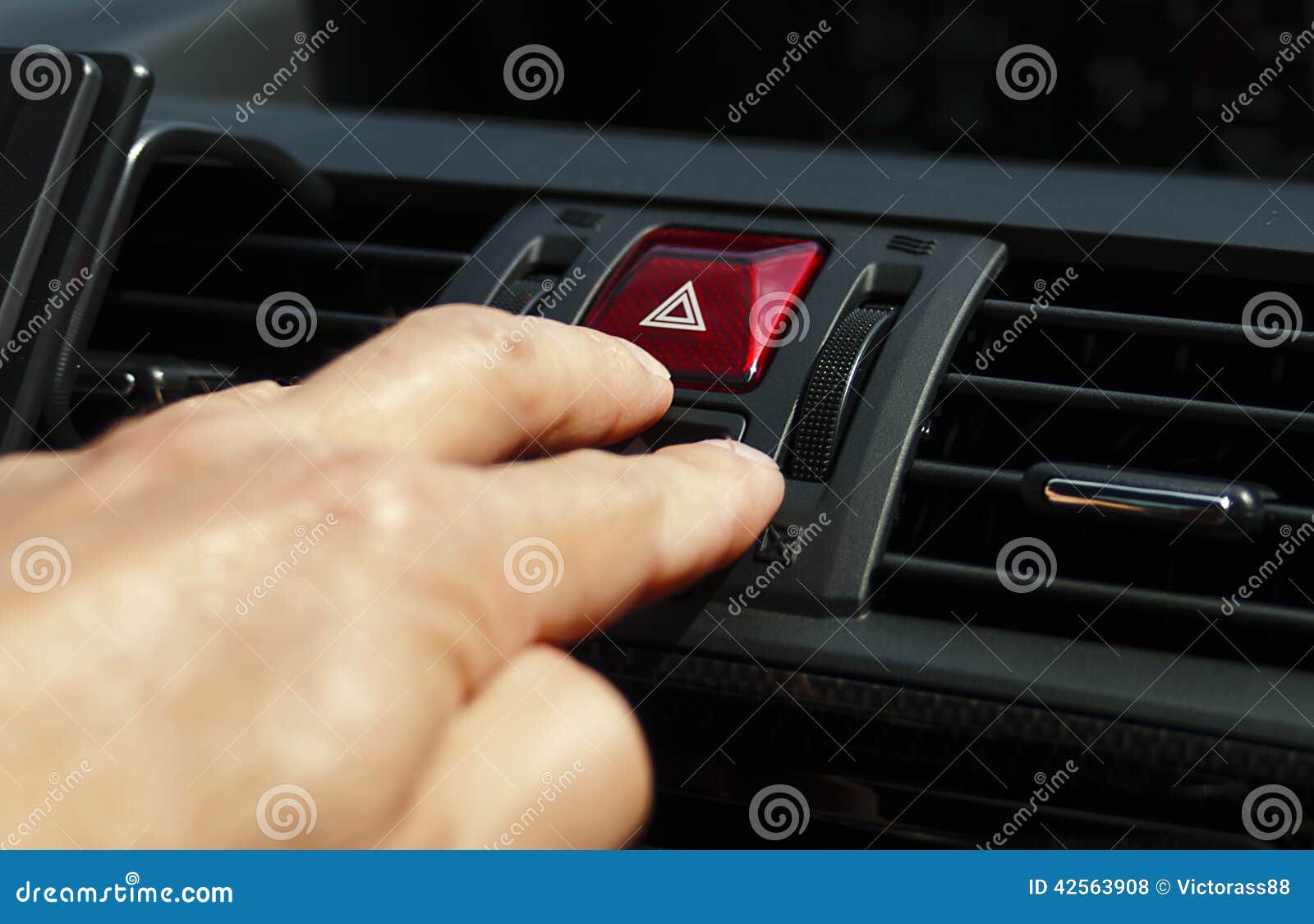 Red Hazard Button Or Emergency Warning Light Button On The Car ...