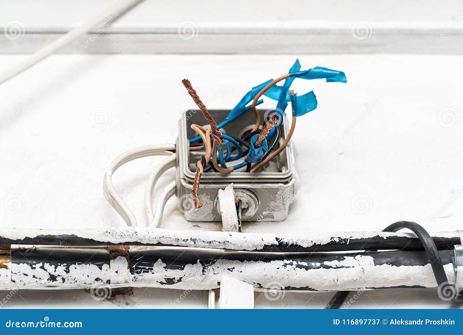 Hazard electrical wiring stock image. Image of electrocute - 116897737