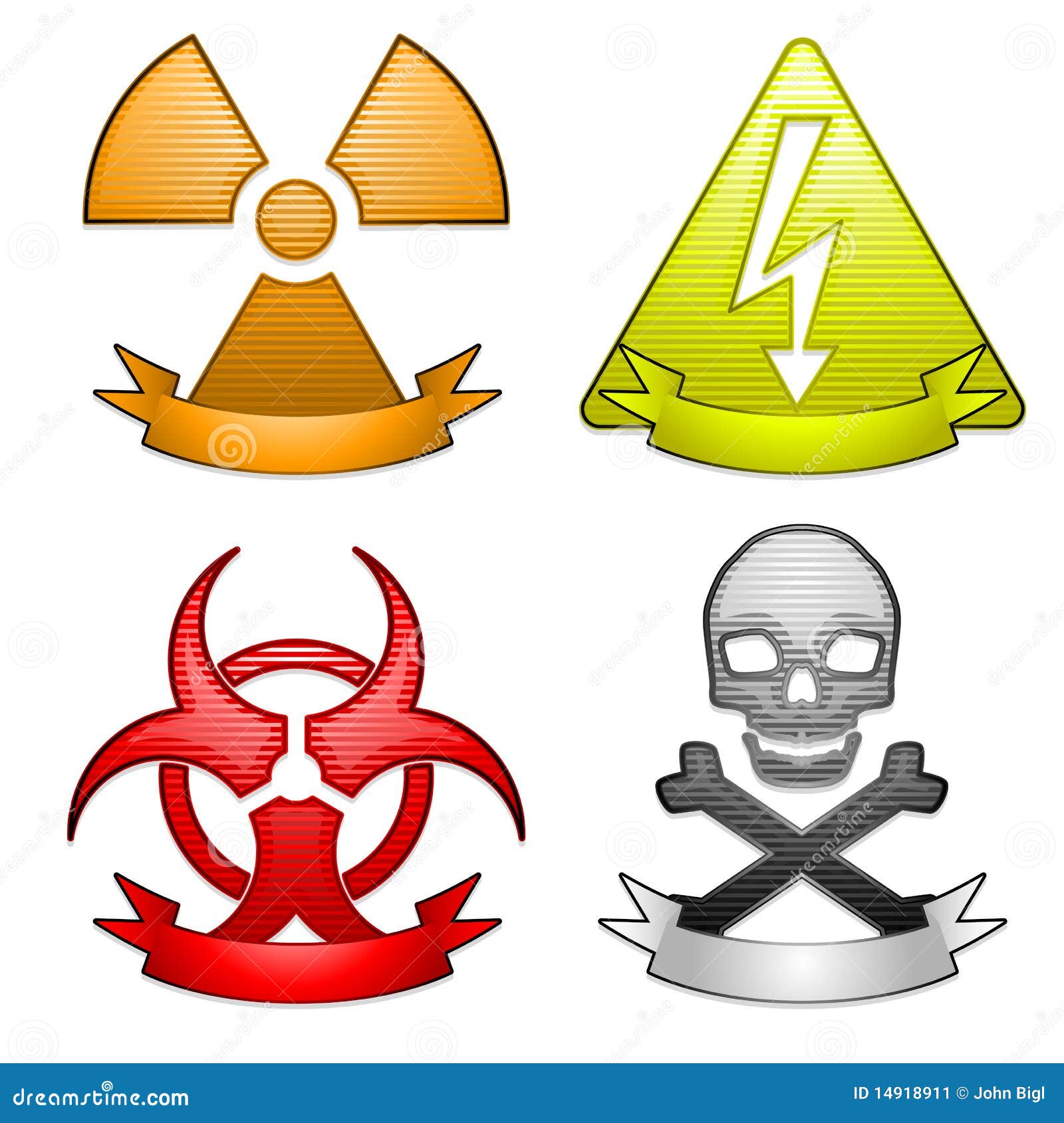 Hazard icons with banners stock vector. Illustration of poisonous ...