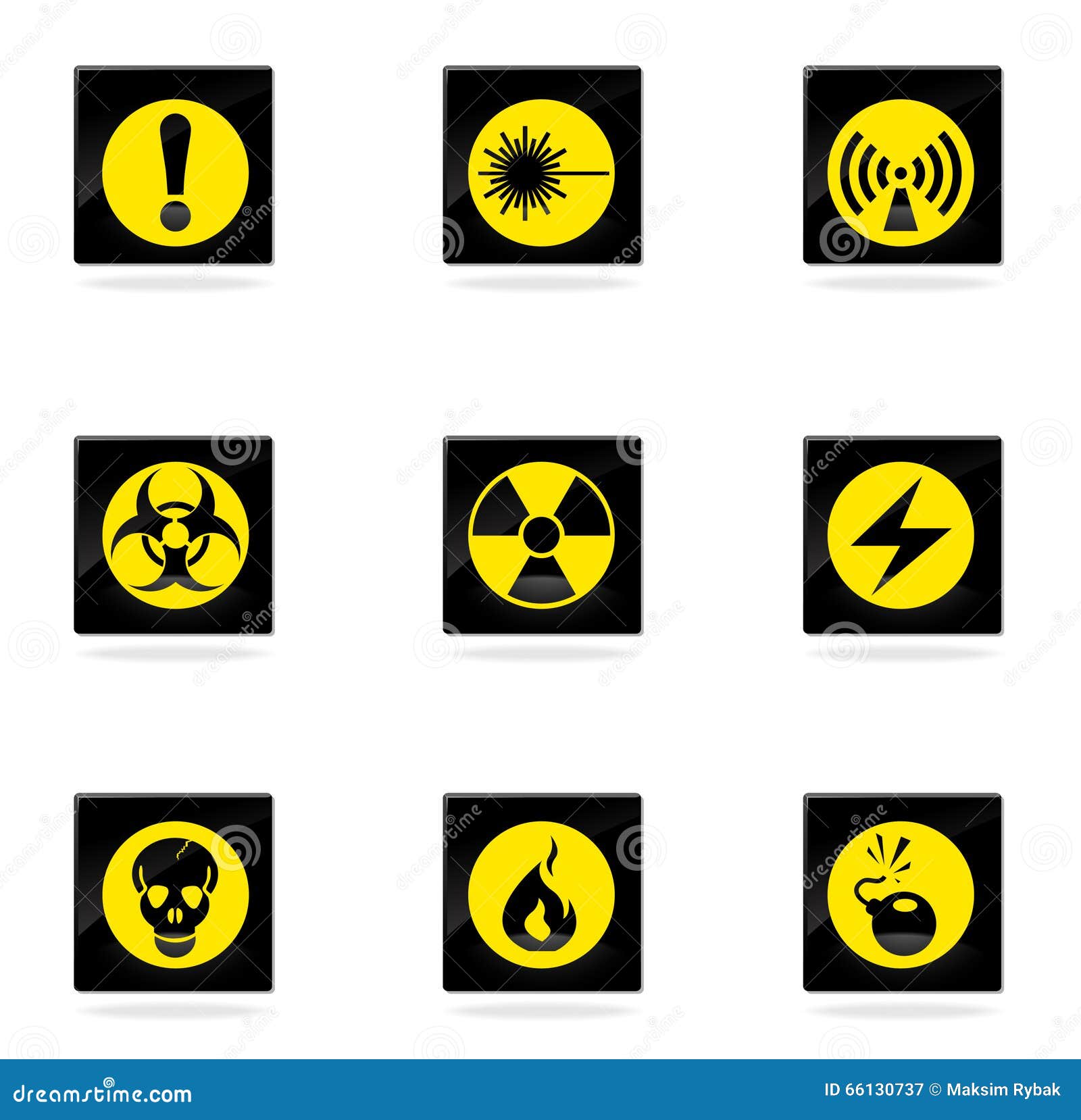 Hazard icons set stock vector. Illustration of caustic - 66130737
