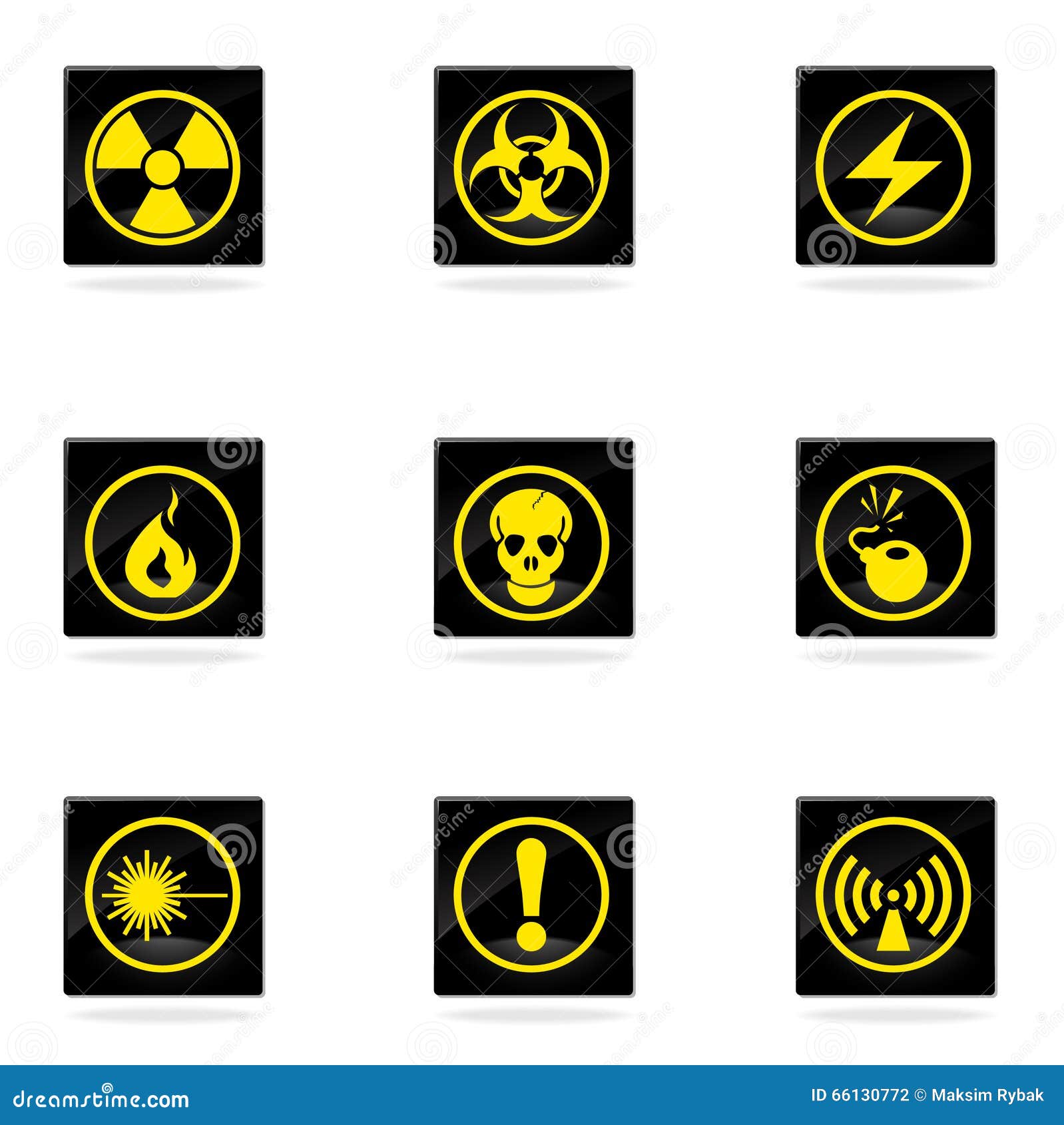 Hazard icons set stock vector. Illustration of danger - 66130772