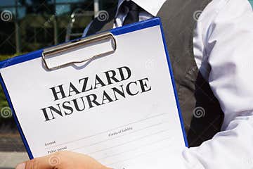 Hazard Insurance Policy is Shown Using the Text Stock Photo - Image of ...