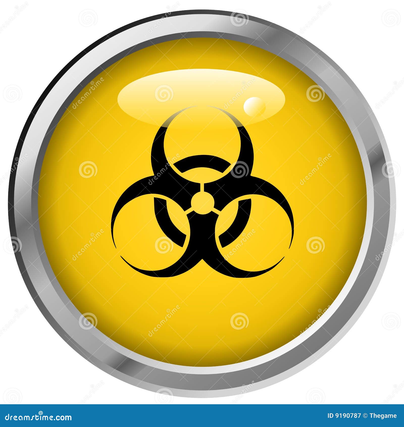 Hazard Metalic Button stock vector. Illustration of precaution - 9190787