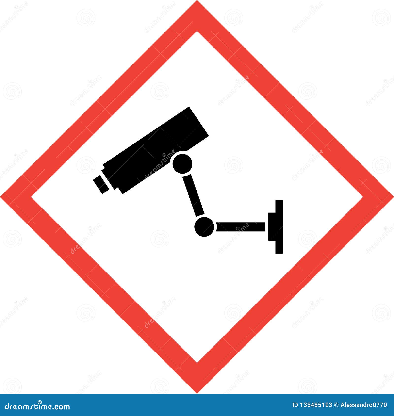 Hazard Sign with Surveillance Camera Stock Illustration - Illustration ...