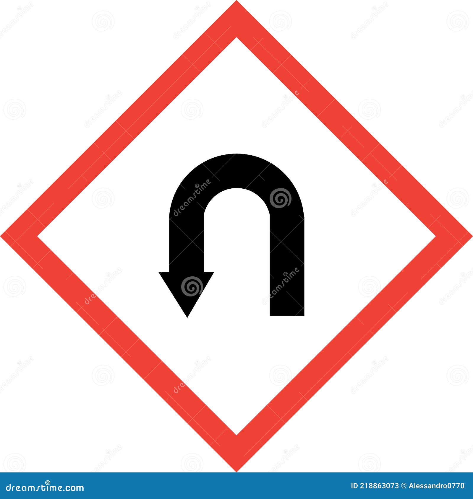 Hazard sign with U-turn stock illustration. Illustration of caution ...