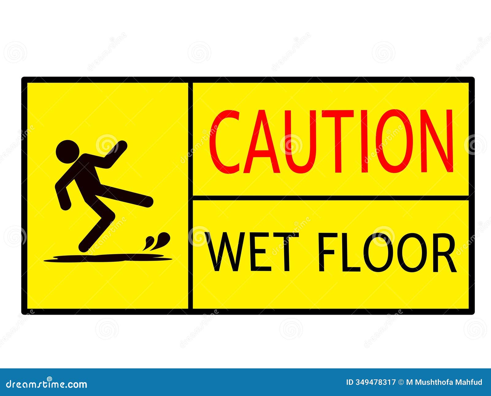 Hazard Slippery Surface Wet Floor Sign, Vector Illustration Isolated On ...