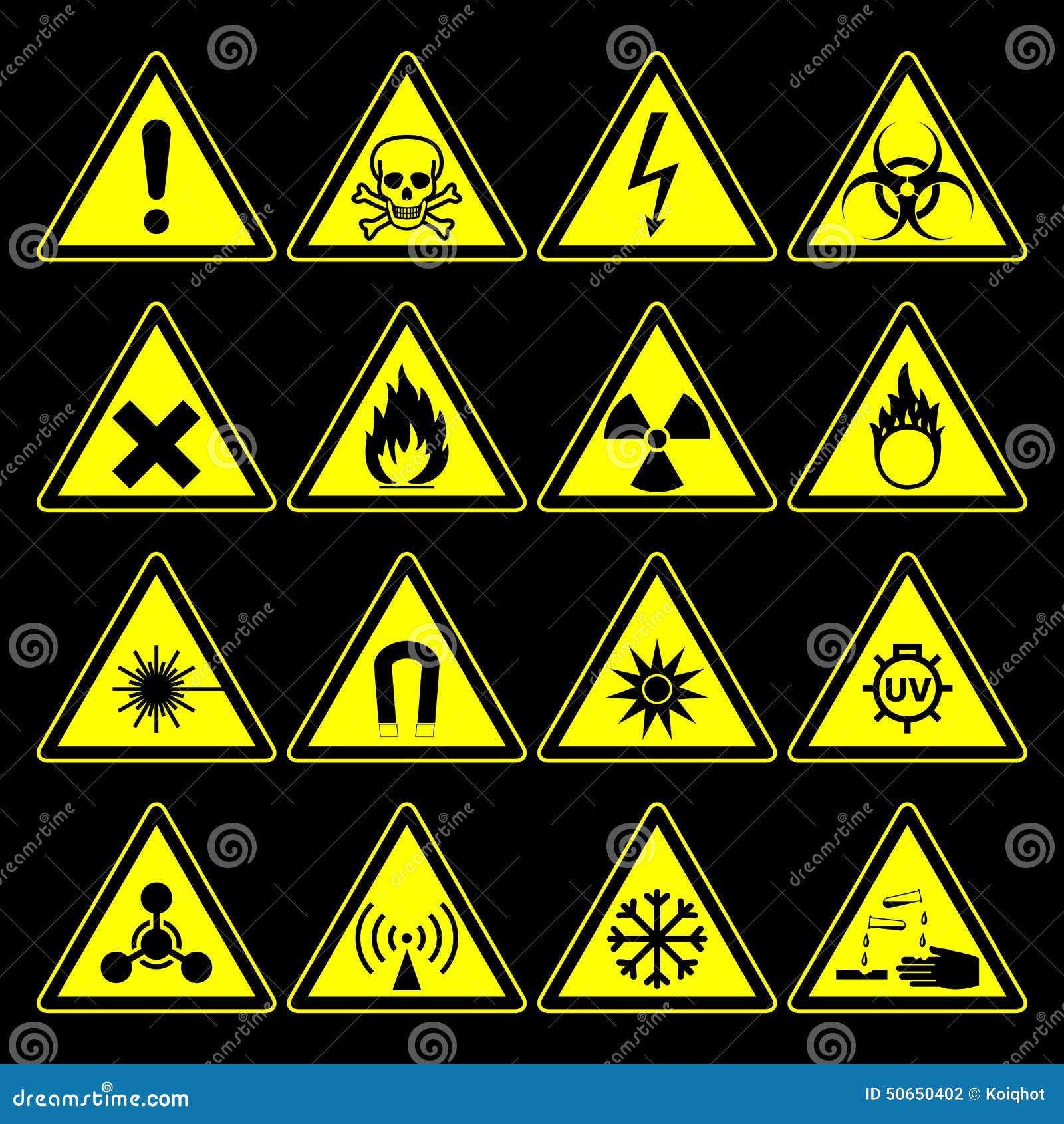 Hazard Symbols and Signs Collection Stock Vector - Illustration of high ... Hazard Symbols and Signs Collection Stock Vector - Illustration of high ...