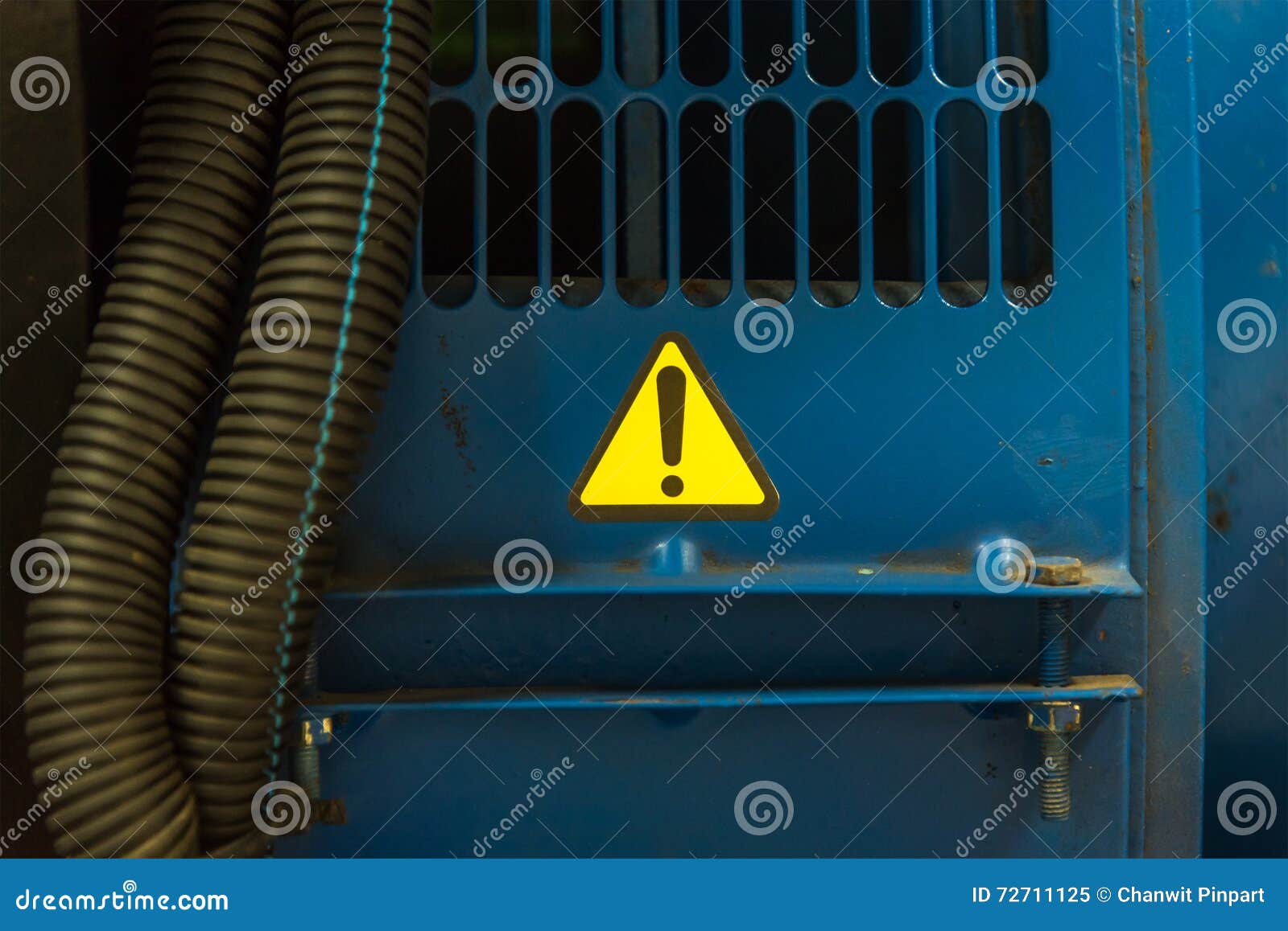 Hazard Warning Attention Sign on Engine of Electric Generator Stock ...