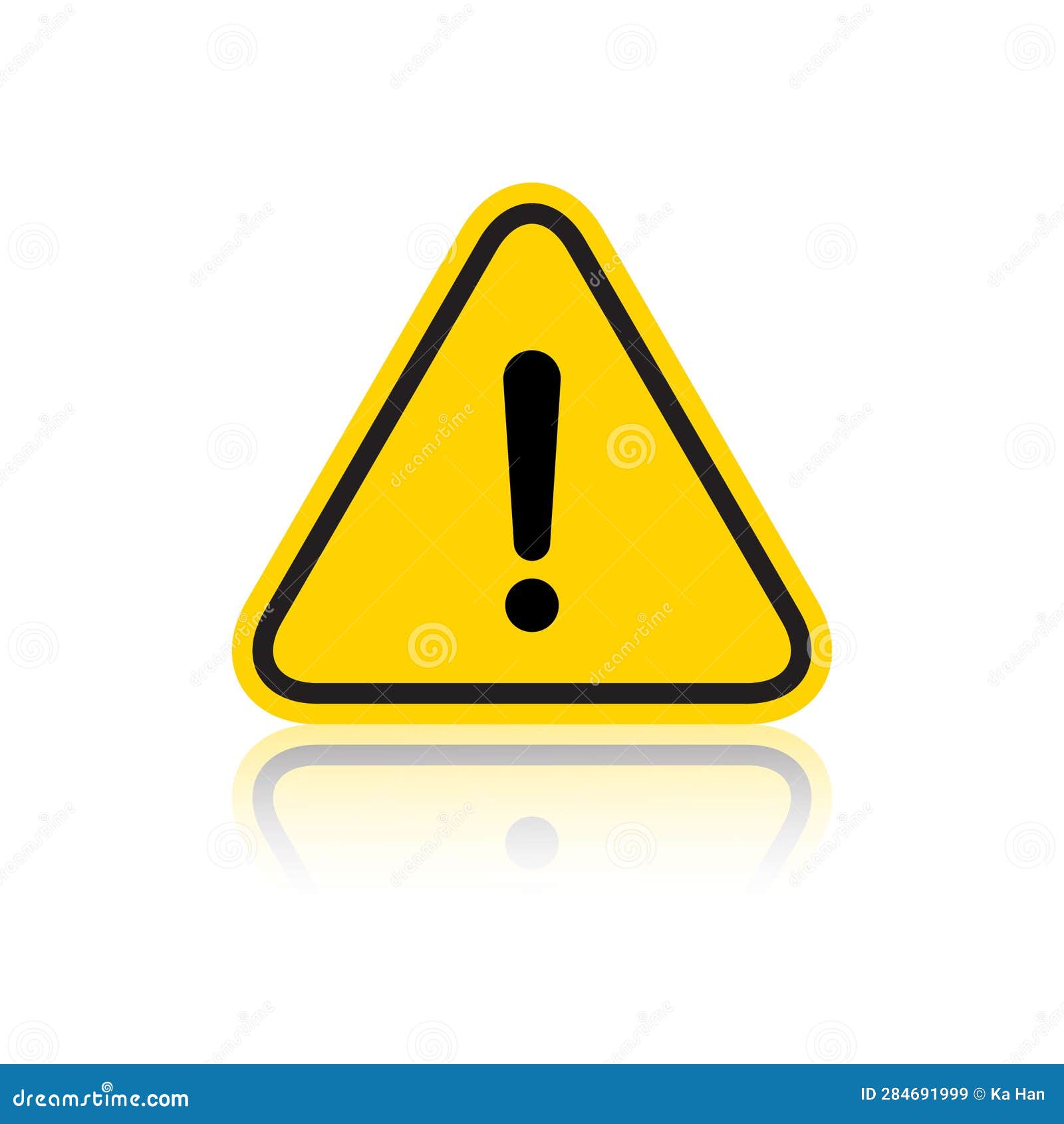 Hazard Warning Icon Vector. Exclamation Mark Sign Symbol in Reflection ...