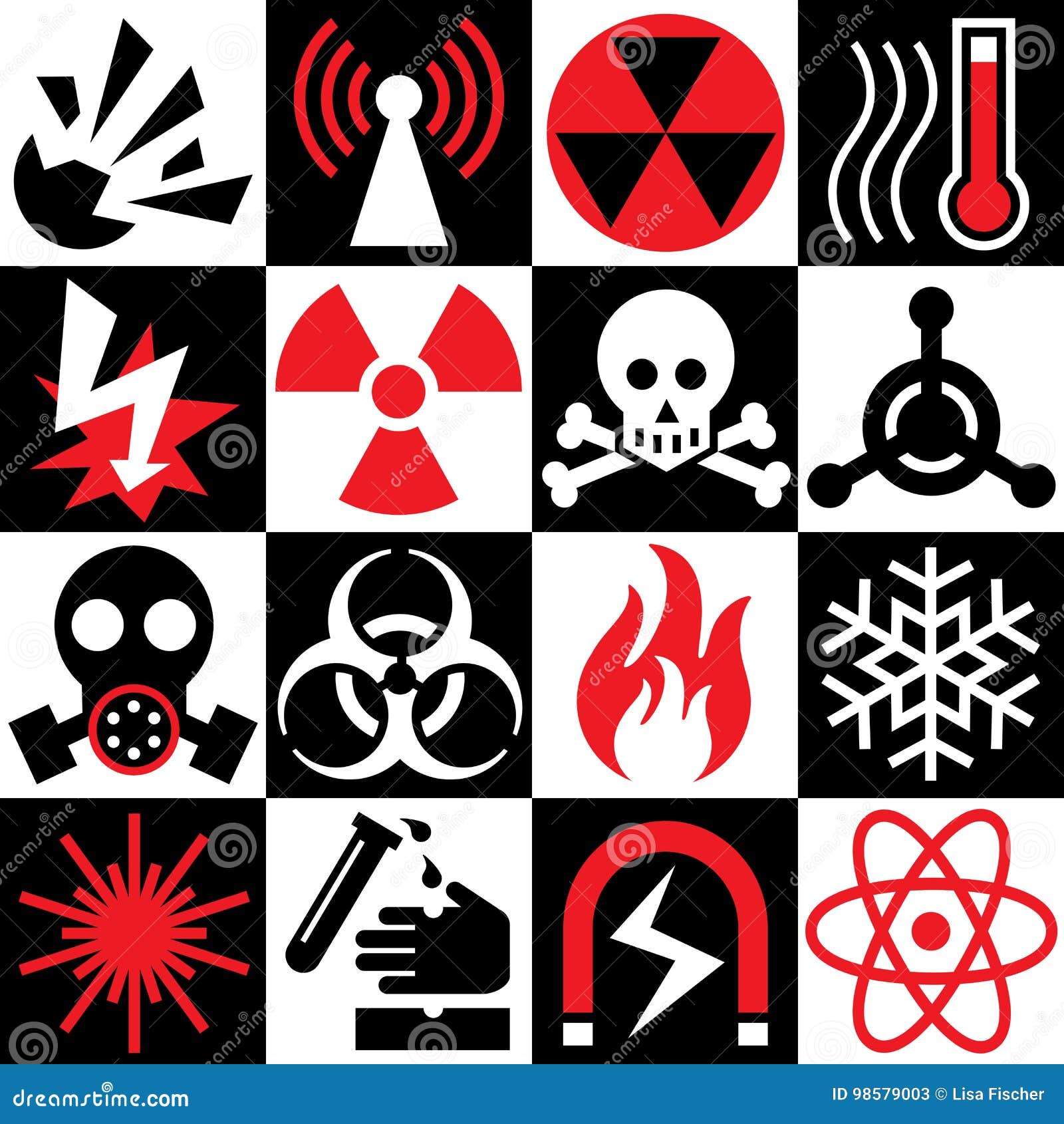 Warning Icons Of Round And Triangular Shapes On White Background ...