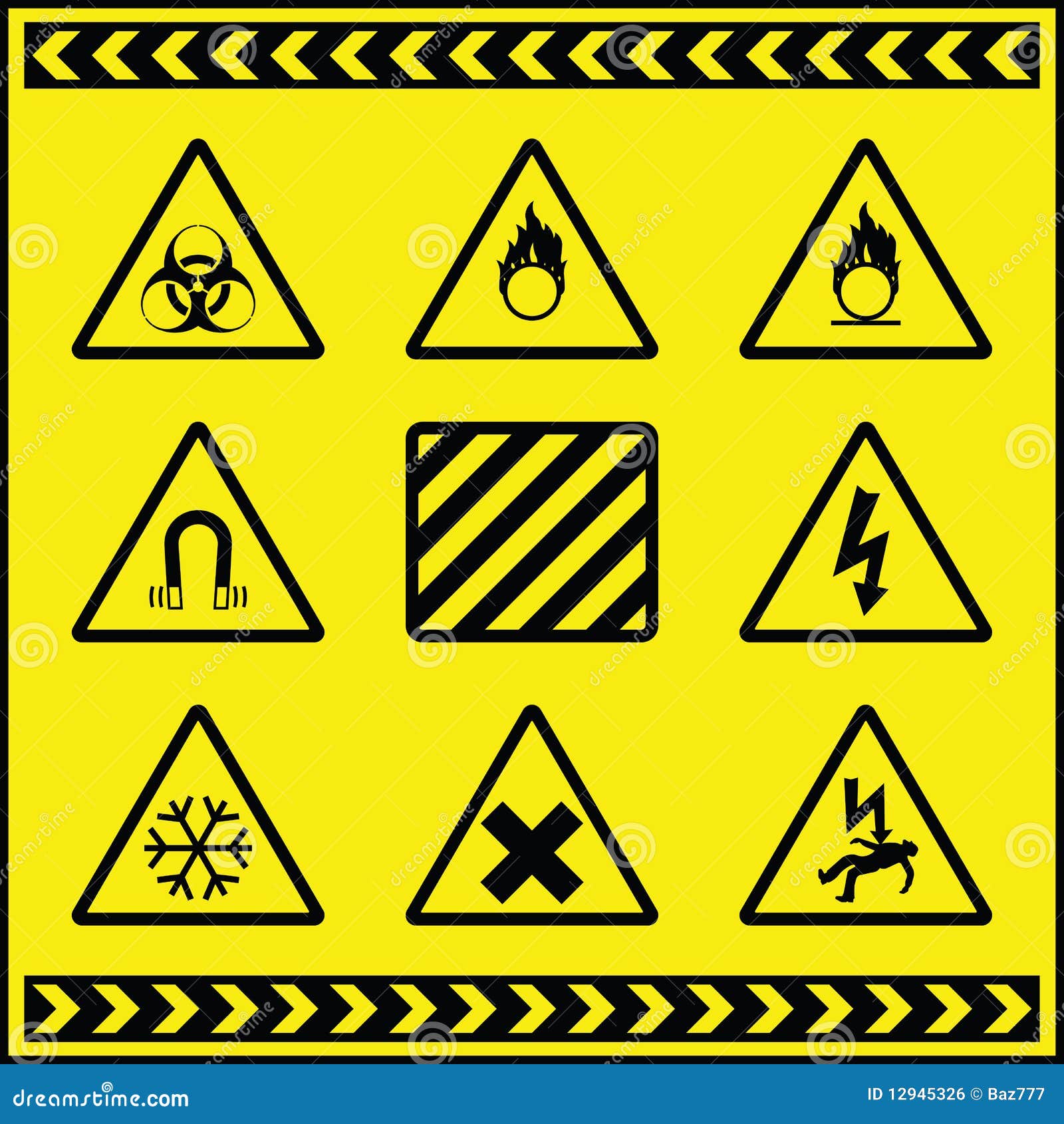 Hazard Warning Signs 3 stock vector. Illustration of risk - 12945326