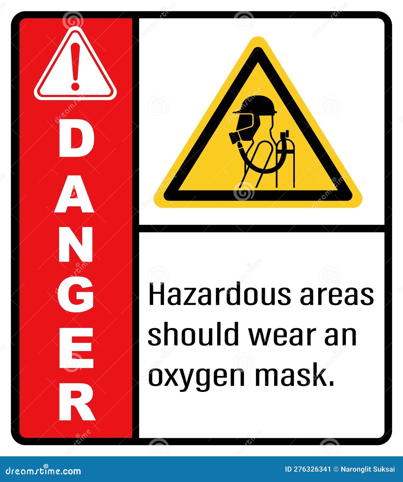 Hazardous Areas Should Wear an Oxygen Mask. Label Danger Stock Vector ...