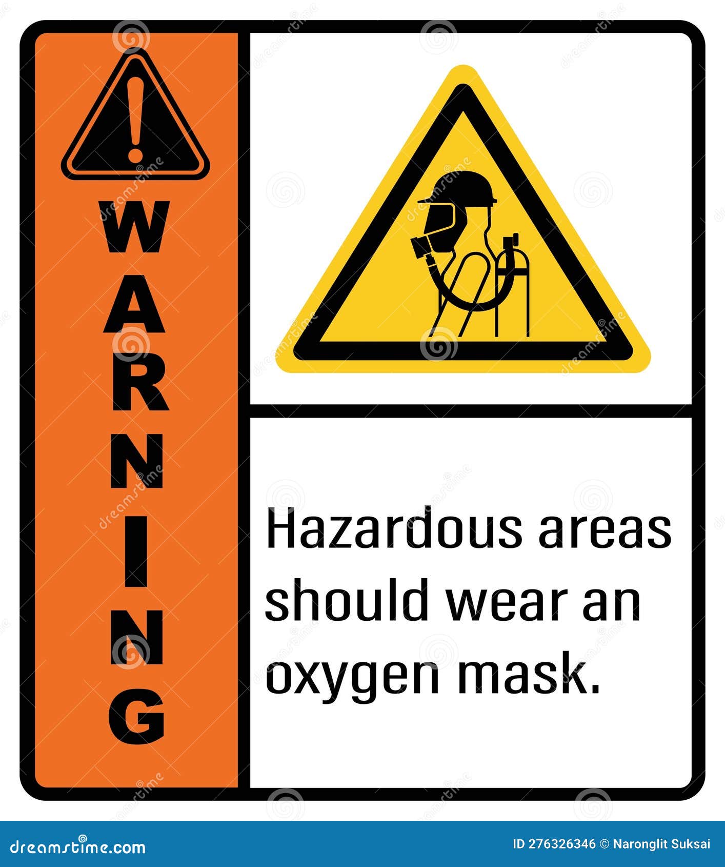Hazardous Areas Should Wear an Oxygen Mask. Label Warning Stock Vector ...