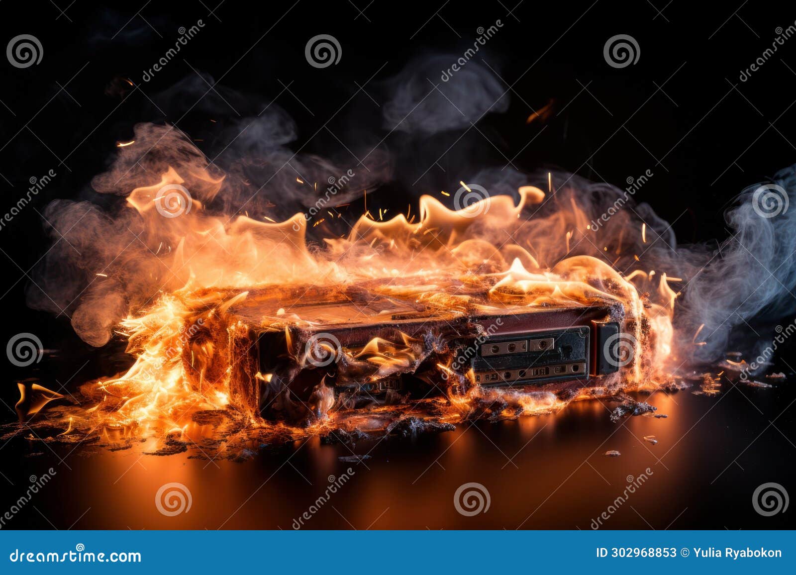 Hazardous Lithium Battery Fire. Generate Ai Stock Illustration ...