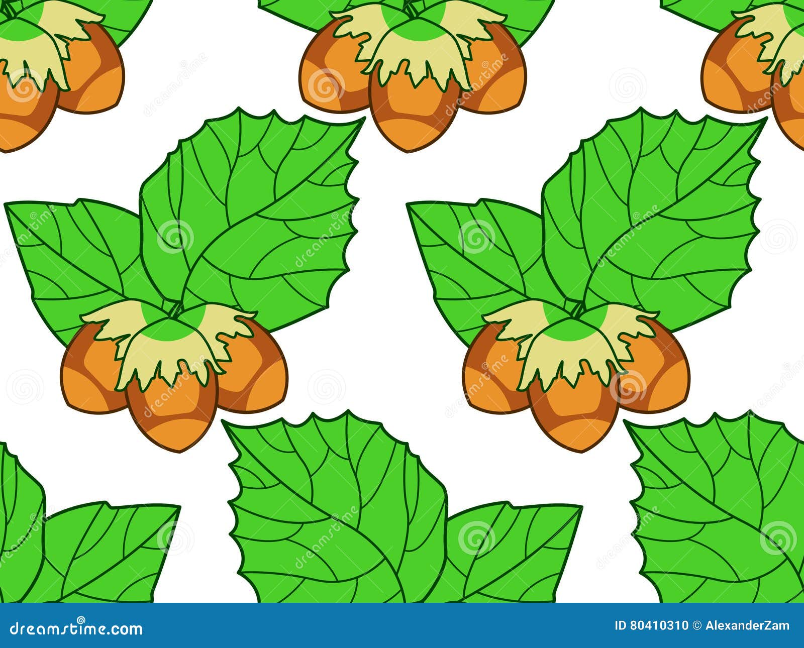 Hazel Leaf and Nuts Pattern Stock Vector - Illustration of fall, fruit ...