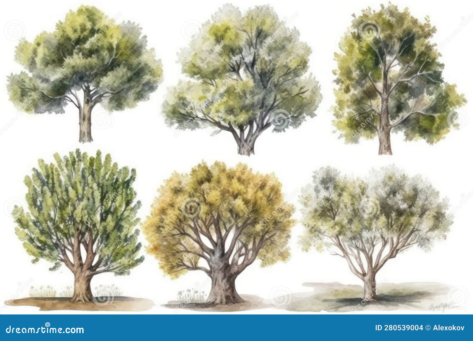 Hazel Tree Forest Pack: Hand-Drawn Collection . Stock Illustration ...