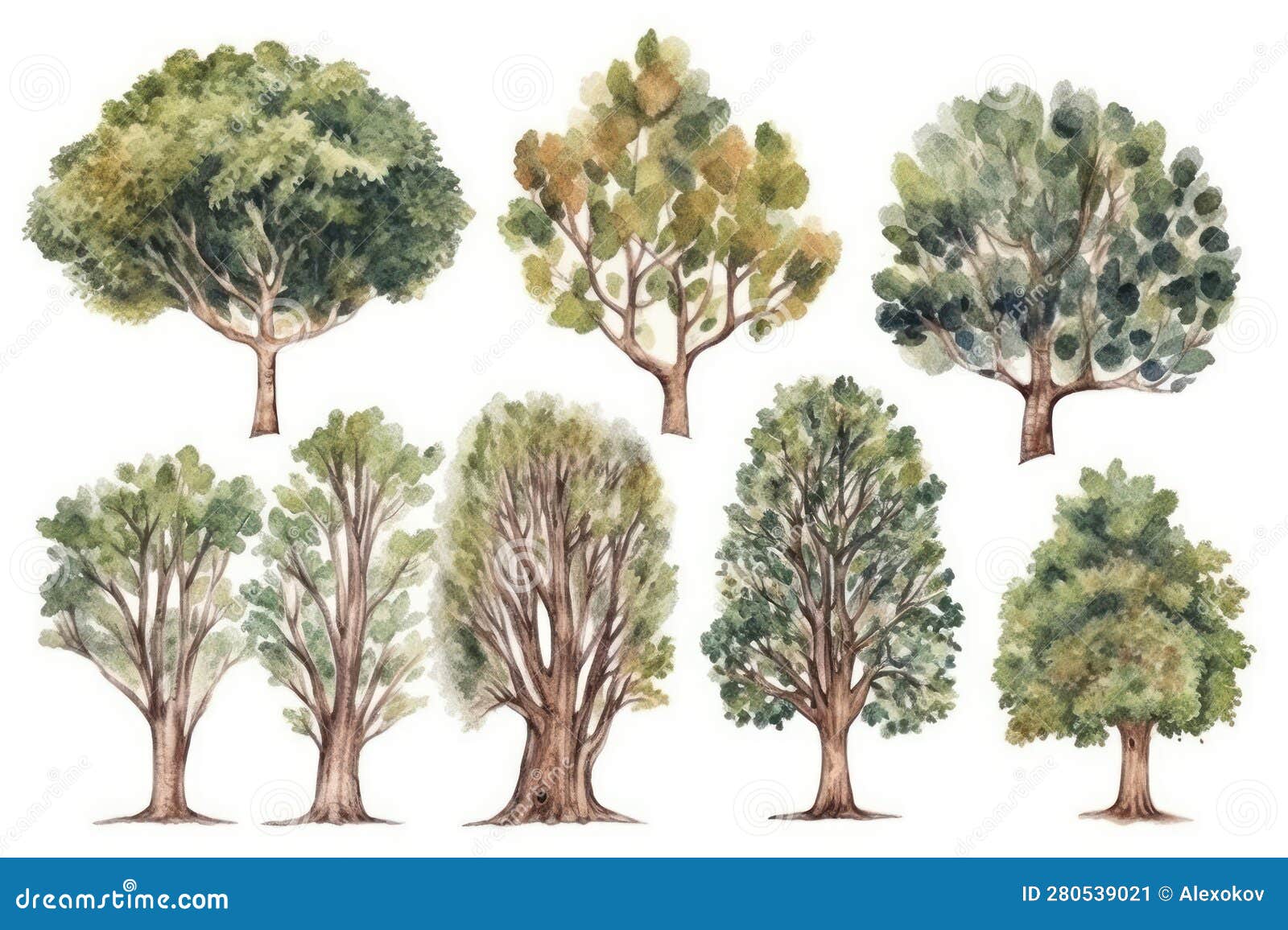 Hazel Tree Forest Pack: Hand-Drawn Collection . Stock Illustration ...