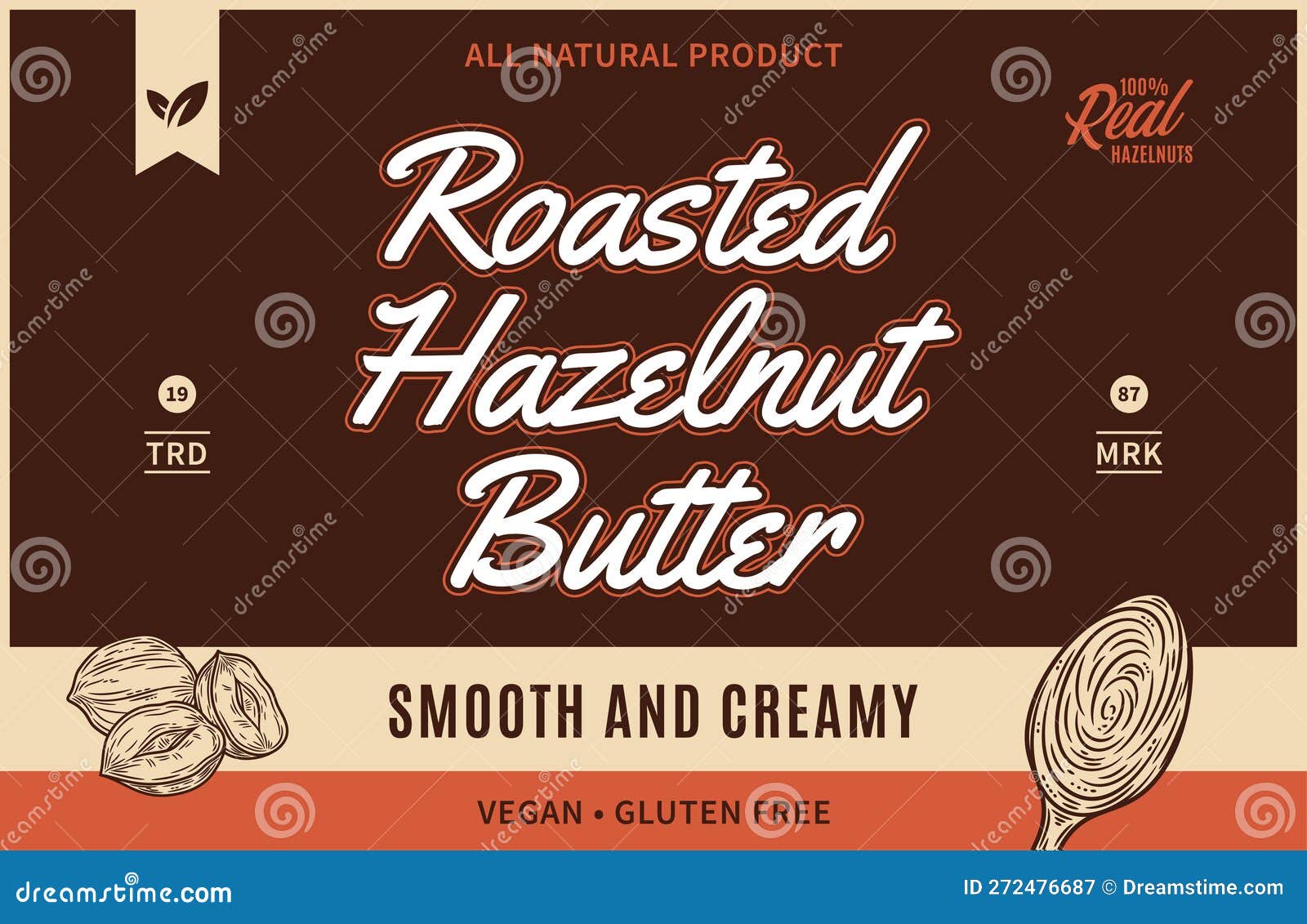 Hazelnut Butter Label and Packaging Design Template Stock Vector ...