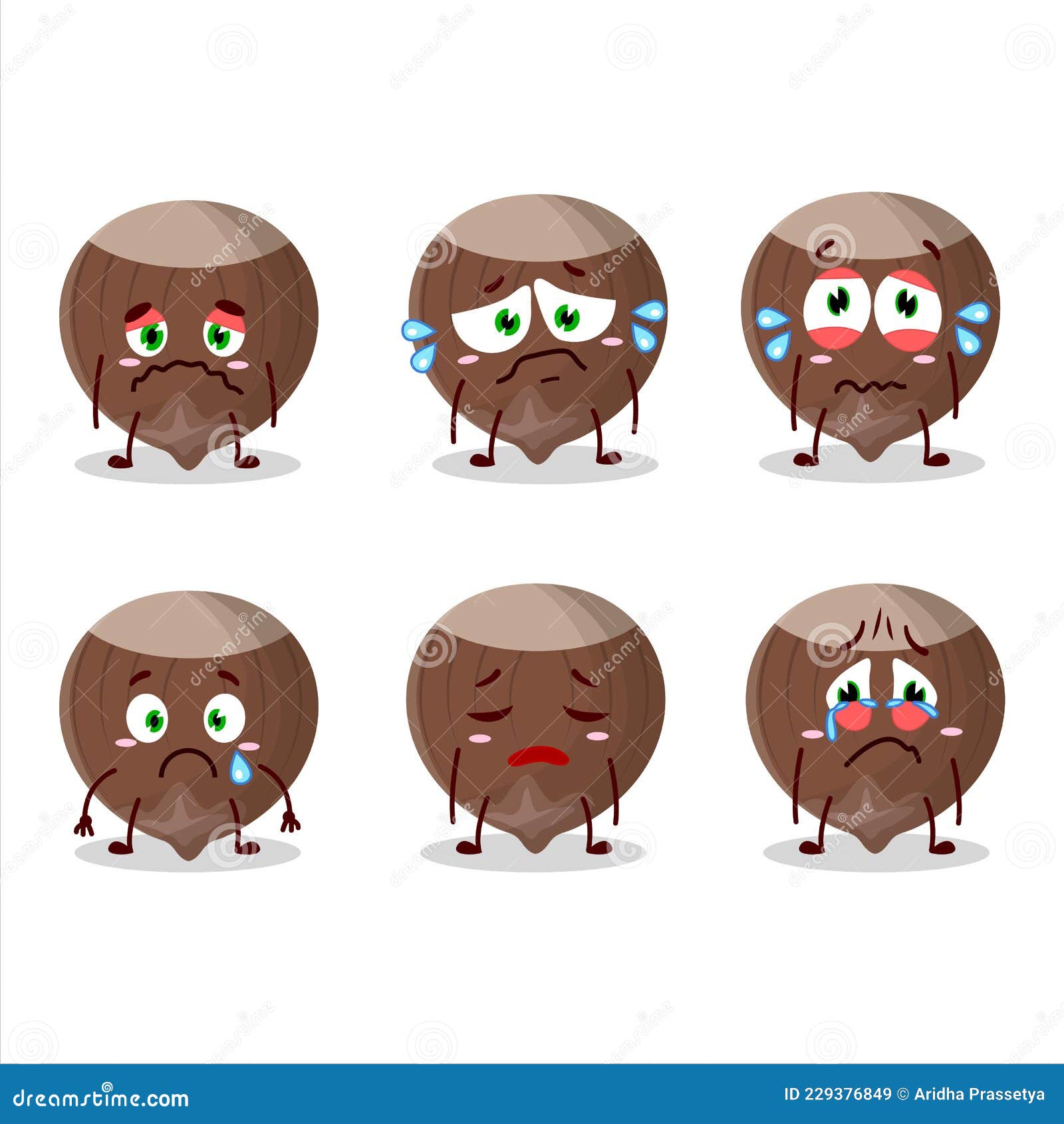 Hazelnut Cartoon in Character with Sad Expression Stock Vector ...