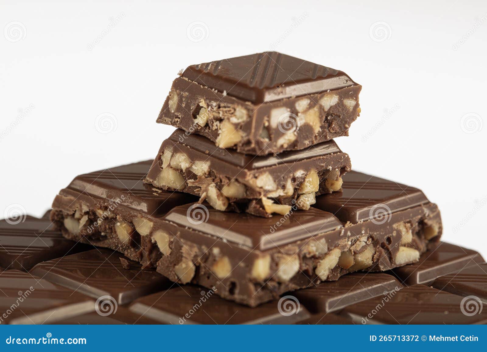 Hazelnut Chocolate. Hazelnut Chocolate Bar Pieces Tower. Bars of Milk ...