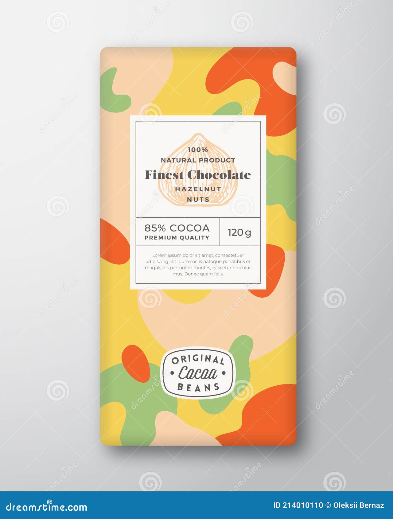 Hazelnut Chocolate Label Abstract Shapes Vector Packaging Design Layout ...