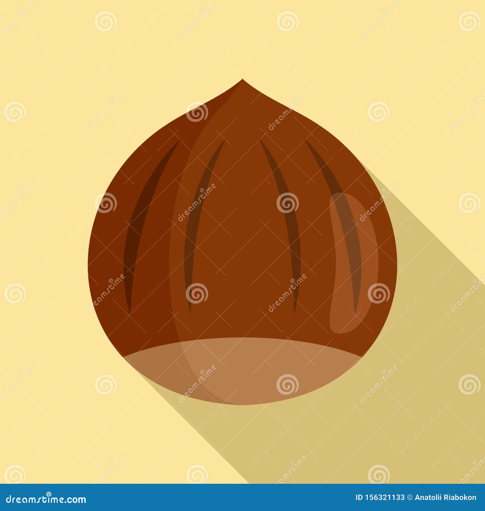 Hazelnut icon, flat style stock vector. Illustration of flavor - 156321133