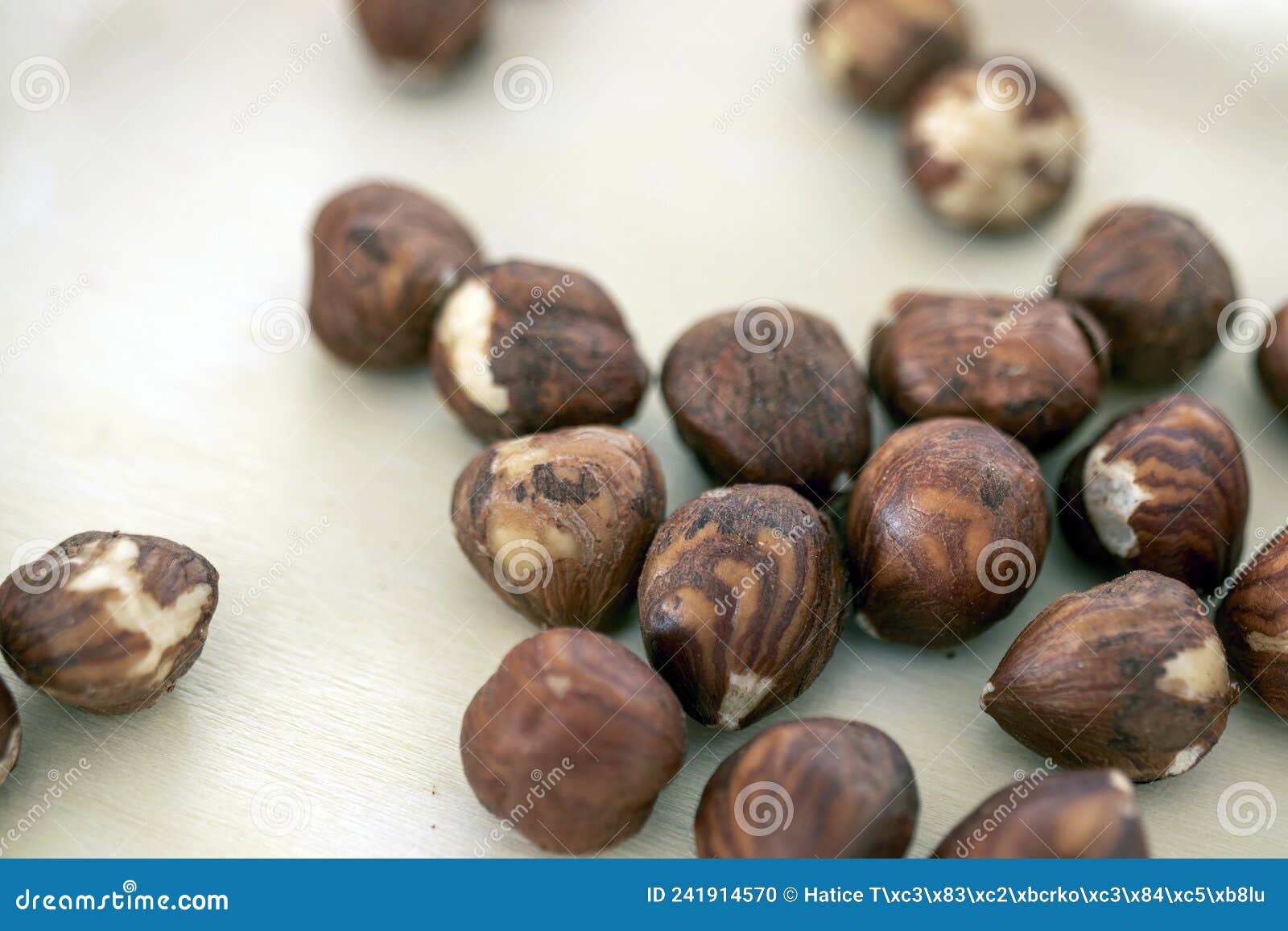 Hazelnut Kernels Isolated on Wooden Surface. Stock Photo - Image of ...