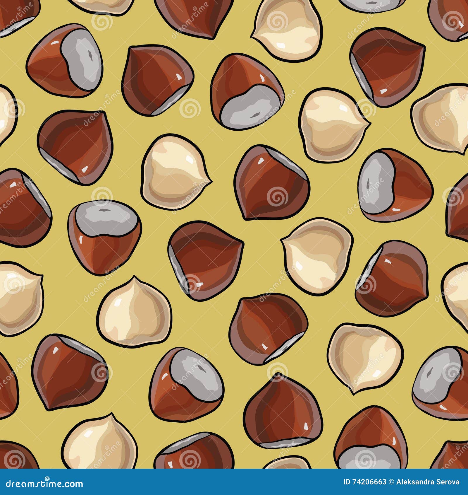 Hazelnut seamless pattern. stock vector. Illustration of design - 74206663