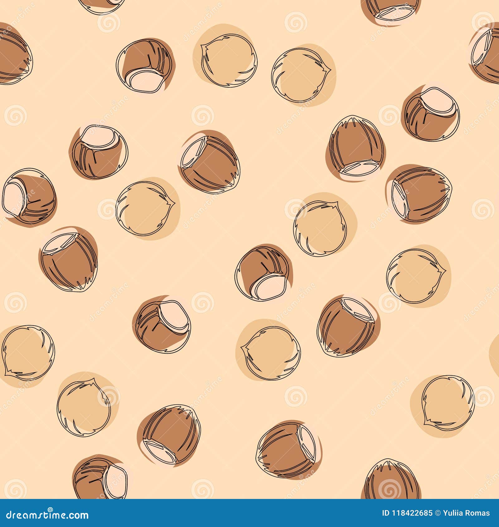 Hazelnut Seamless Pattern. Vector Illustration Stock Vector ...