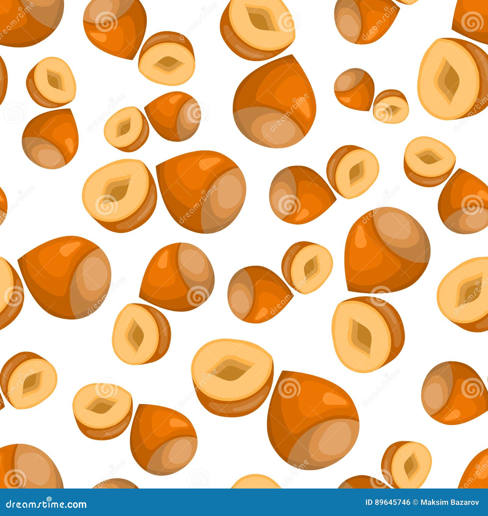 Hazelnut seamless pattern stock vector. Illustration of nutshell - 89645746